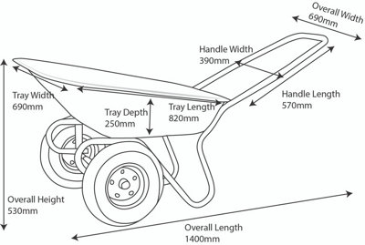 Bristol Two Pneumatic Wheel Tipper Wheelbarrow With 120kg/65l Capacity ...