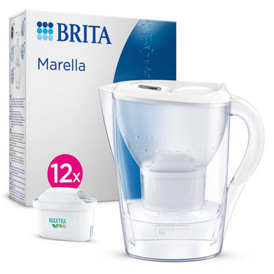 BRITA Marella Water Filter Jug White (2.4L) Annual Pack incl. 12x ...