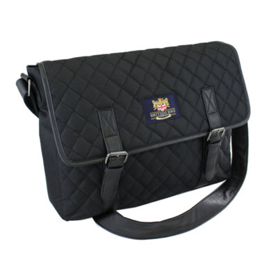 BRITISH BAG COMPANY REGENT QUILTED MESSENGER BAG - BLACK