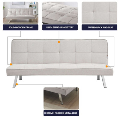 Britney Click Clack 3 Seater Sofa Bed - Beige