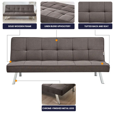 Britney Click Clack 3 Seater Sofa Bed - Brown