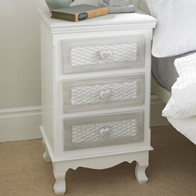 Brittany 3 Drawer Bedside White-Grey | DIY at B&Q
