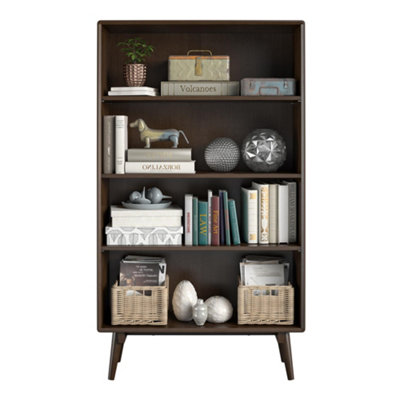 Brittany Bookcase with 4 Shelves Walnut Look at B&Q