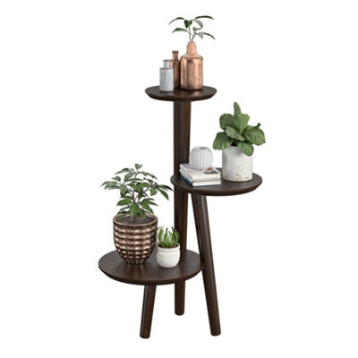 Brittany Plant Stand with 3 Shelves Walnut Look | DIY at B&Q