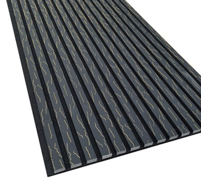 BRITWALL Acoustic Slat Wall Panel Black Gold Marble 2400x600x21mm