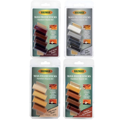 Briwax Wax Filler Sticks - White, Black, Grey, Light Brown, Medium ...