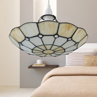 Brixham - Tiffany Coloured Glass Uplighter Easy Fit Pendant Shade