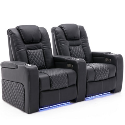 BROADWAY 2 SEATER ELECTRIC RECLINER CINEMA SOFA USB CHARGING LED BASE ...