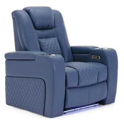 BROADWAY CINEMA ELECTRIC RECLINER CHAIR USB CHARGING LED BASE (Blue ...