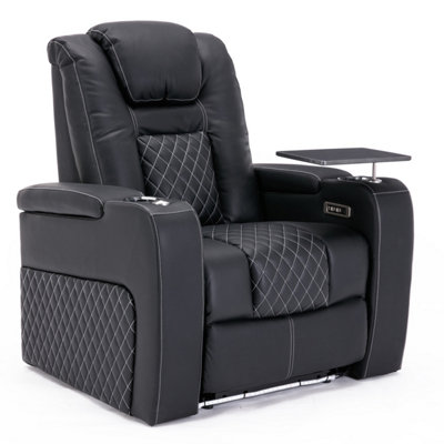Broadway Cinema Electric Recliner Chair USB Charging Led Base With Tray ...