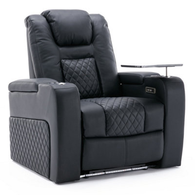 Broadway Cinema Electric Recliner Chair USB Charging Led Base With Tray ...