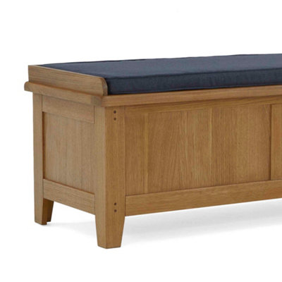 Broadway Oak Storage Bench with Fabric Seat - Fully Assembled by ...