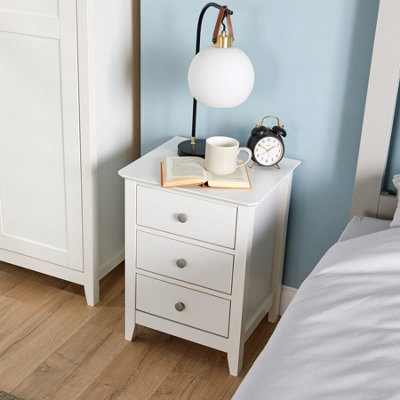 Bronte 3 Drawer White Bedside Table Storage Unit
