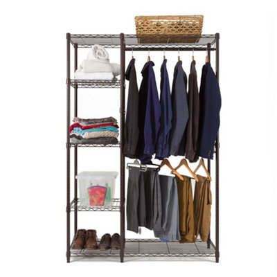 Bronze 5 Tier Clothes Rail With Storage Shelves, 1818mm H x 1203mm W x ...