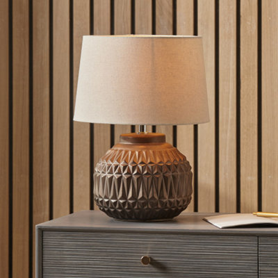 Bronze Aztec Texture Ceramic Table Lamp