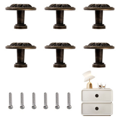 Bronze Medieval-Style Furniture Knob Pull Handles 6pcs/pack
