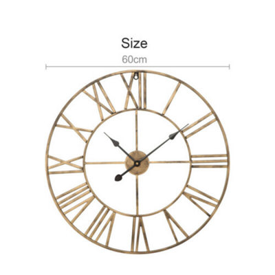 Bronze Metal Wall Clocks Round Silent Roman Numeral Clocks for Living ...
