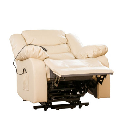 Brooklyn 96cm Wide Cream Bonded Leather Electric Lift Assist Power ...