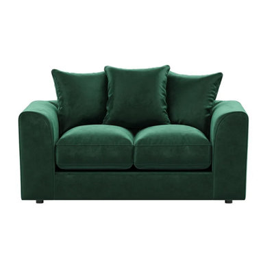 BROOKLYN PLUSH VELVET FIBRE FABRIC SOFA SET 3 AND 2 SEATER SOFA GREEN