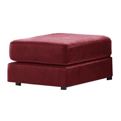 Brooklyn Plush Velvet Foam Filled Red Footstool Sofa Accessory | DIY at B&Q