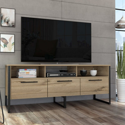 Brooklyn, wide screen TV rack with 3 doors | DIY at B&Q
