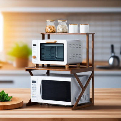 Buy Brown 2 Shelves Freestanding Kitchen Organizer Wooden Spice Rack ...