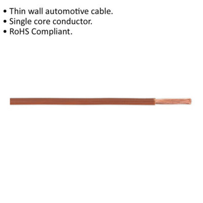 Brown 25A Thin Wall Automotive Cable - 30m Reel - Single Core - RoHS ...