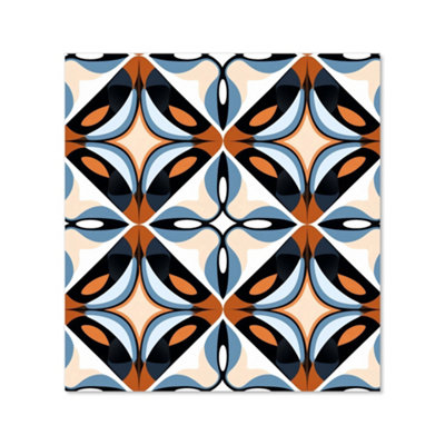 Brown And Blue Geometric Pattern Premium Glass Kitchen Splashback ...