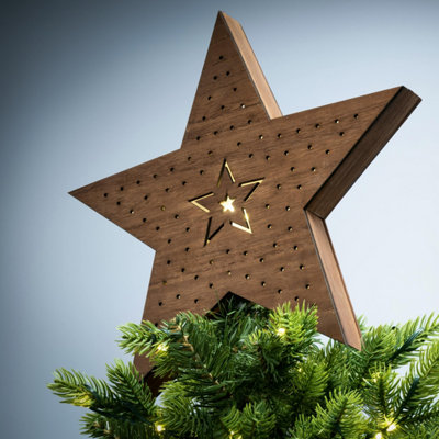 Brown Battery-Powered Star Tree Topper - Star Scene