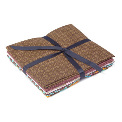 Brown Dots and Floral Themed Pack of 5 Cotton Fat Quarters Sewing ...