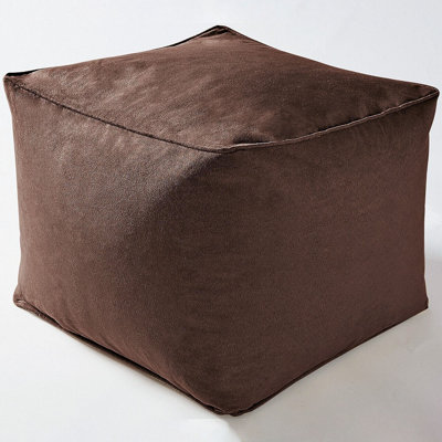 Brown Faux Suede Cube Pouffe Footrest - Stain & Spill Resistant ...