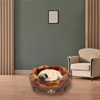 Brown Faux Suede Pet Bed Medium