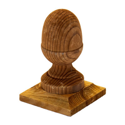 Brown Fence Post Cap & Acorn Finial 100 x 100mm - Fits 3 x 3" Square ...