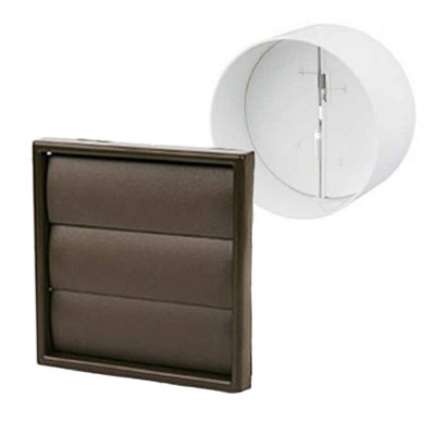 Brown Gravity Square Extractor Air Vent & Back Draught Shutter 4 Inch ...