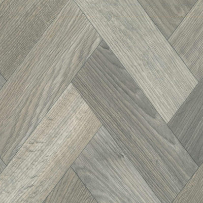 Brown Herringbone Wood Effect Vinyl Flooring For LivingRoom, Kitchen, 2 ...