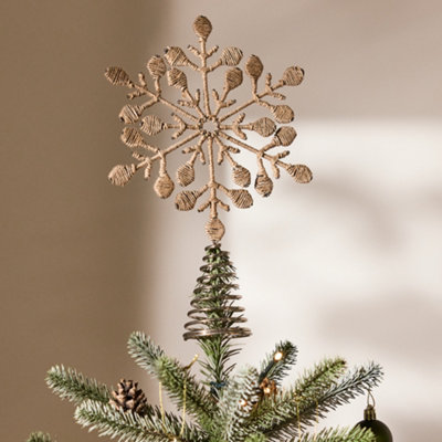 Brown Jute Snowflake Christmas Decorations Tree Topper