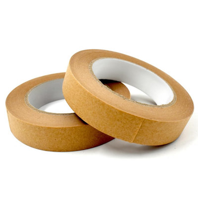 Brown Kraft Paper Tape 2 Pack - 24mm x 50m Recyclable Parcel Tape with ...