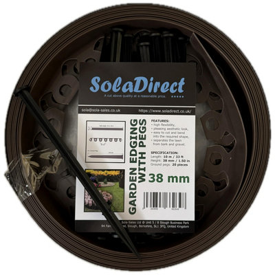 Brown Lawn Edging Border - 10 m / 33 ft Long Flexible Plastic Garden ...