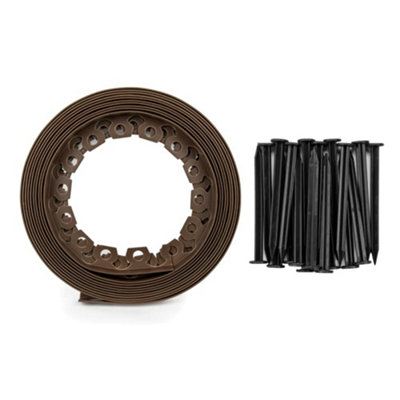 Brown Lawn Edging Border - 10 m / 33 ft Long Flexible Plastic Garden ...