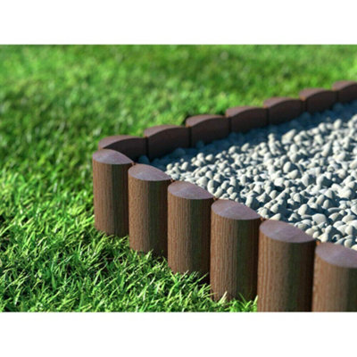 Brown Lawn Edging Border Palisade - 2.5 metres / 8.2 ft Long - Garden ...