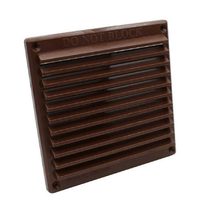 Brown Louvre Air Vent 6" x 6" Plastic Grille with Removable Flyscreen Cover