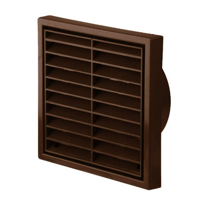 Brown Louvre Square Extractor Air Vent & Back Draught Shutter 4 Inch ...