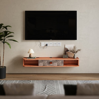 Brown MDF Framed Sideboard TV Stand TV Unit with Easy Cable Access H ...