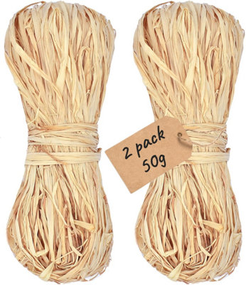 Brown Natural Raffia Ribbon 2 Pack of 50g Yarn for DIY Crafting Gift Wrapping and Floral