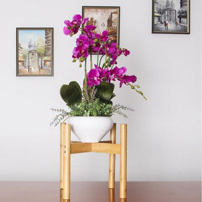 Brown Nordic Reversible Raised Wood Potted Plant Stand Display Frame ...