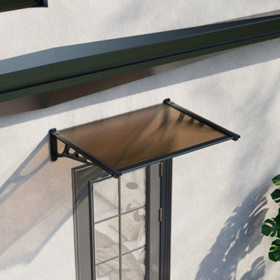 Brown Outdoor Flat Door Canopy Window Awning 120cm W x 90cm D x 28cm H