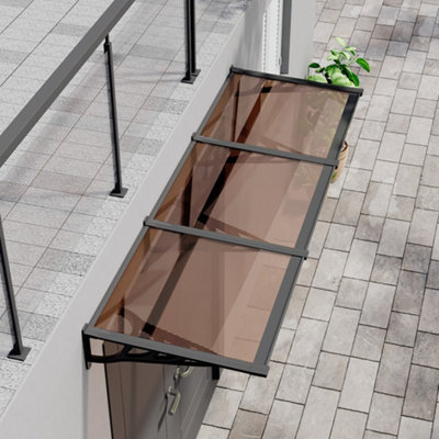 Brown Outdoor Flat Door Canopy Window Awning 270cm W x 90cm D x 28cm H
