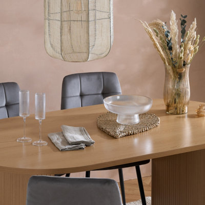 Brown Oval Fluted Dining Table Axel Birlea