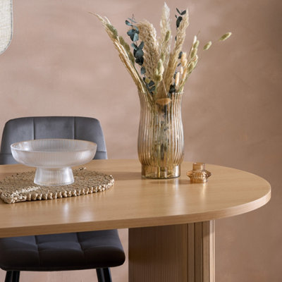 Brown Oval Fluted Dining Table Axel Birlea