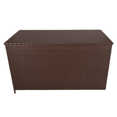Brown Rattan Garden Storage Box Large 582L Outdoor Chest